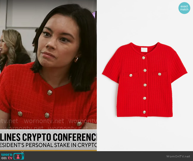 WornOnTV: Jo Ling Kent’s red short sleeve cardigan on CBS Mornings | Jo ...
