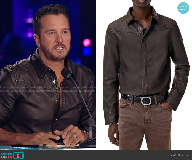 WornOnTV: Luke Bryan’s brown western leather shirt on American Idol ...