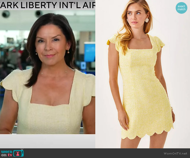 WornOnTV: Meg Oliver’s yellow scalloped tweed dress on CBS Mornings ...