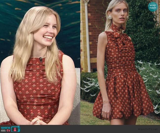 WornOnTV: Angourie Rice’s brown floral print mini dress on Access ...