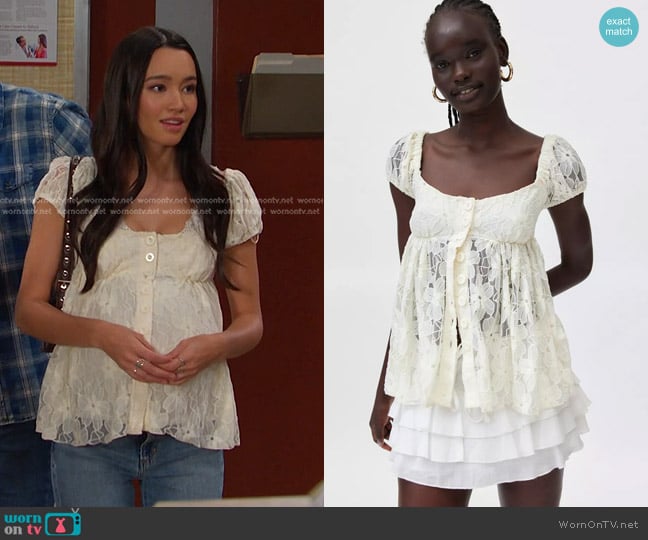 WornOnTV: Sophia’s white floral lace top on Days of our Lives | Rachel ...