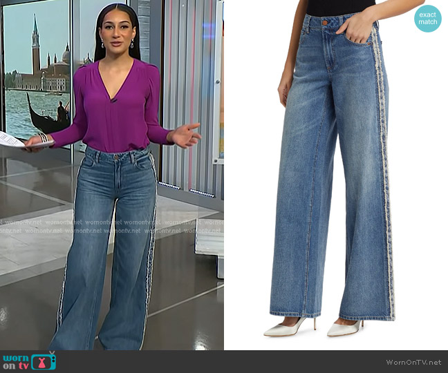 WornOnTV: Morgan’s frayed side jeans on NBC News Daily | Morgan Radford ...
