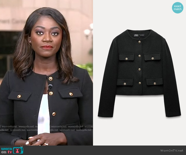 WornOnTV: Faith Abubey’s black jacket with gold buttons on Good Morning ...