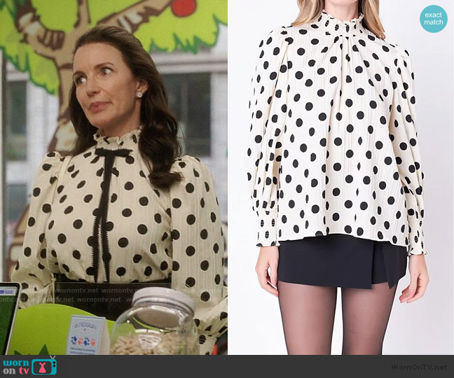 WornOnTV: Charlottes white polka dot print blouse on And Just Like That ...