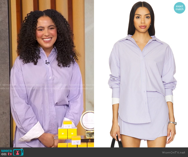 WornOnTV: Star Donaldson’s purple stripe shirt on Good Morning America ...