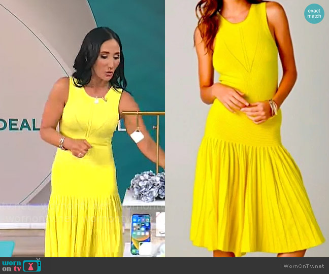 WornOnTV: Elizabeth Werner’s yellow pleated drop waist dress on CBS ...