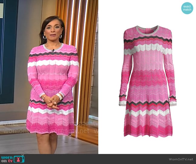 WornOnTV: Michelle Miller’s pink chevron striped dress on CBS Mornings ...