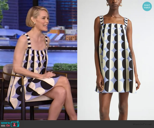 WornOnTV: Leslie Bibb’s geometric print mini dress on Live with Kelly ...