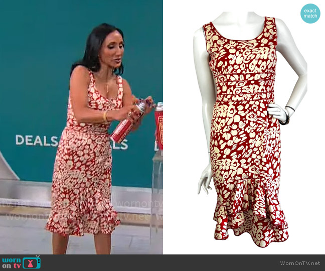 WornOnTV: Elizabeth Werner’s red printed ruffle-hem dress on CBS ...