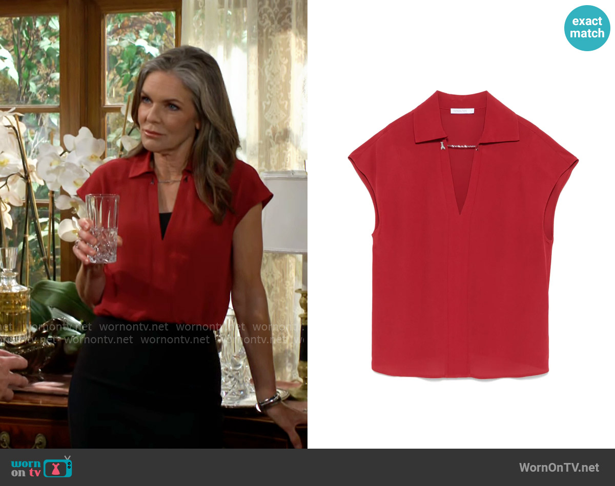 WornOnTV: Diane’s red chain detail top on The Young and the Restless ...