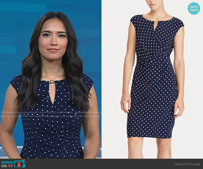 WornOnTV: Emilie’s navy polka dot keyhole dress on Today | Emilie Ikeda | Clothes and Wardrobe ...