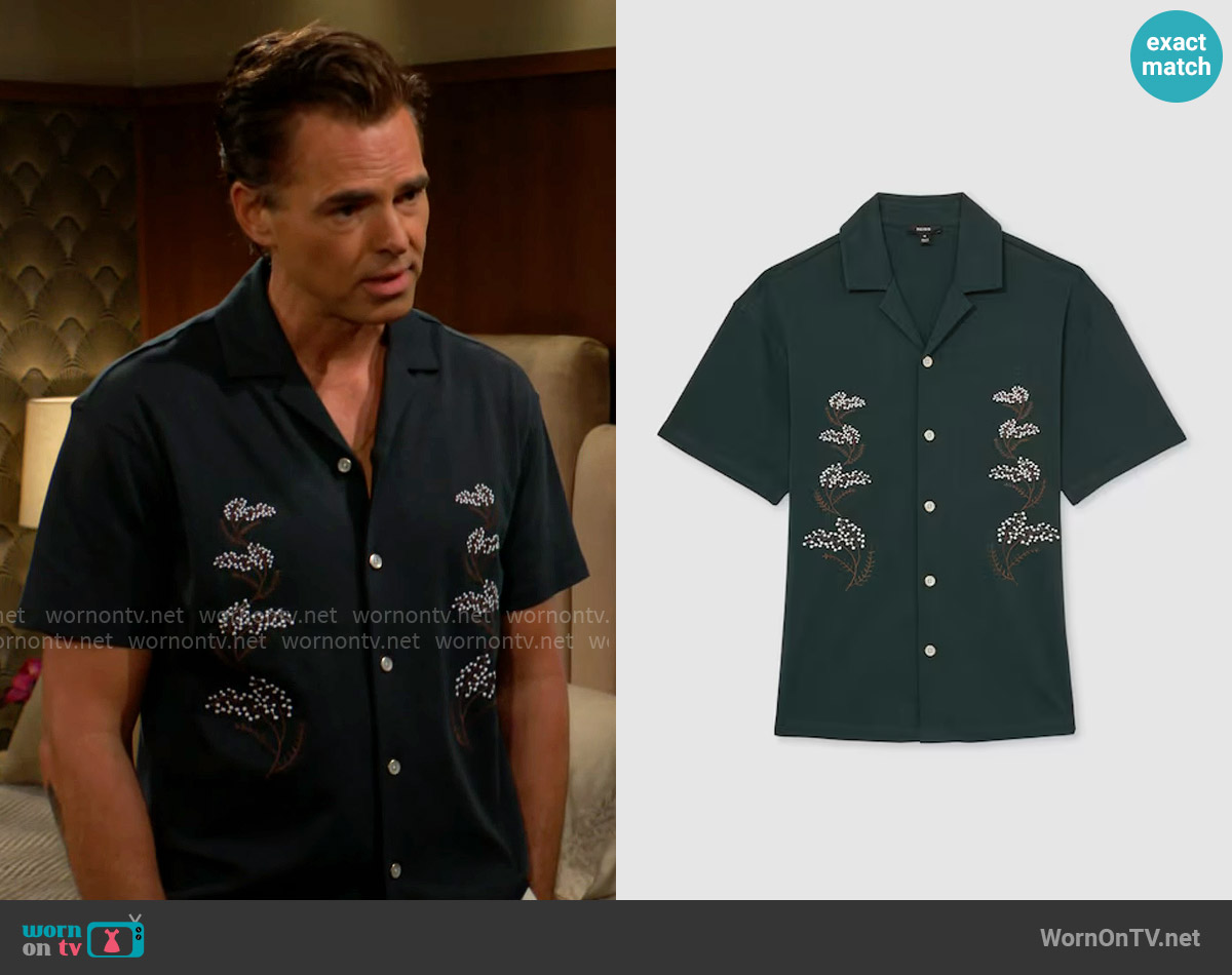 WornOnTV: Billy’s dark green embroidered shirt on The Young and the ...