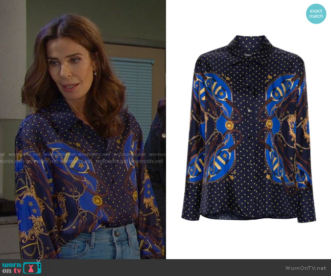 WornOnTV: Hope’s navy polka dot print blouse on Days of our Lives ...