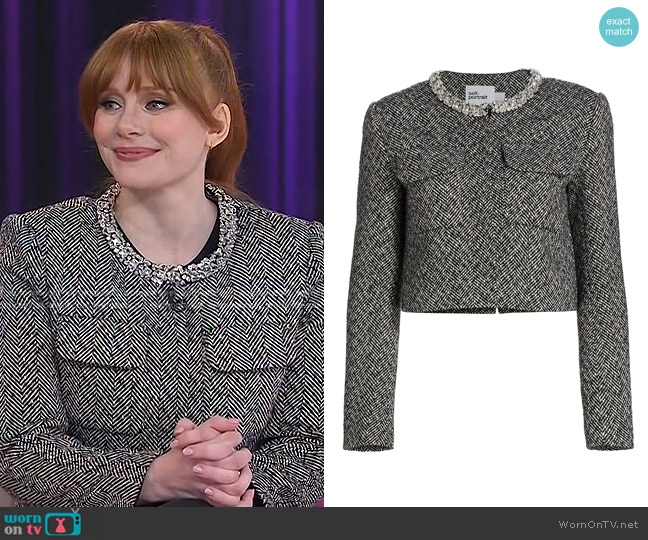 WornOnTV: Bryce Dallas Howard’s black embellished neck jacket on Today ...