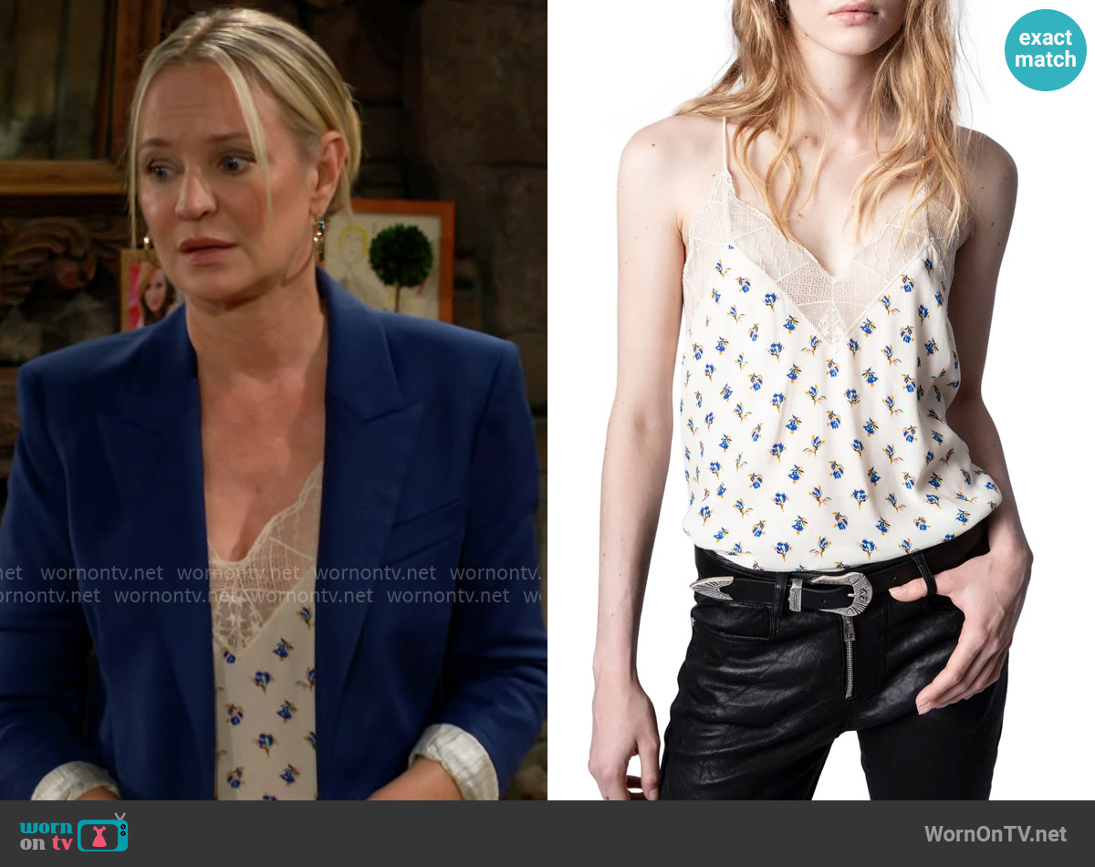 WornOnTV: Sharon’s blue suit and floral cami on The Young and the ...