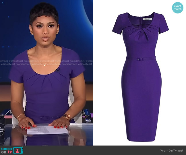 WornOnTV: Jericka Duncan’s purple pleated neck dress on CBS Evening ...