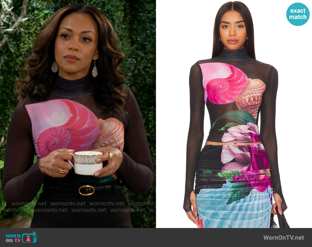 WornOnTV: Amanda’s shell print mesh top on The Young and the Restless ...