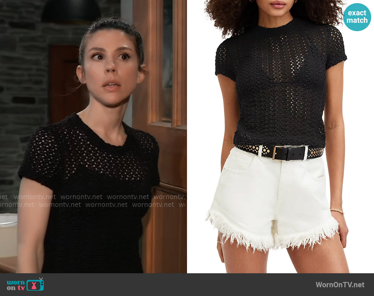 WornOnTV: Kristina’s black crochet top on General Hospital | Kate Mansi ...