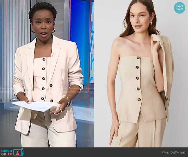 WornOnTV: Zinhle’s beige strapless vest and blazer on NBC News Daily ...