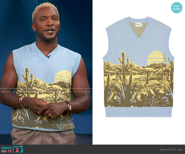 WornOnTV: Scott’s blue desert print knit vest on Access Hollywood ...