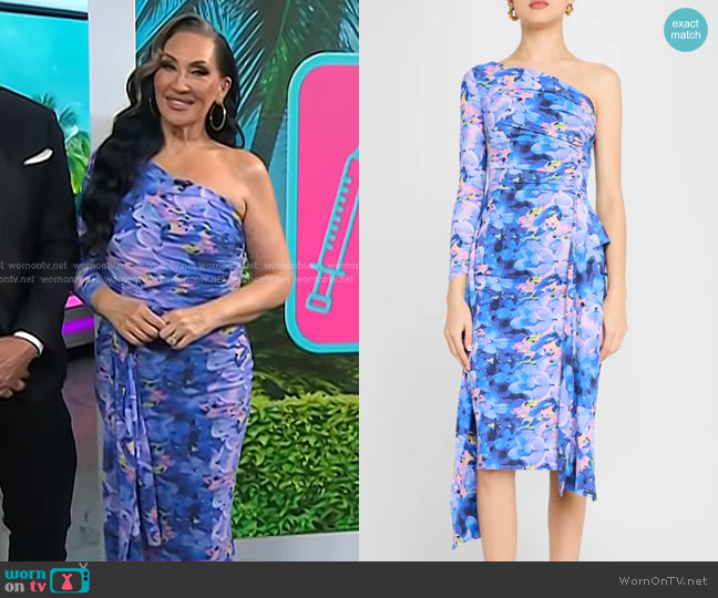 WornOnTV: Michelle Visage’s blue floral one-shoulder dress on Today ...
