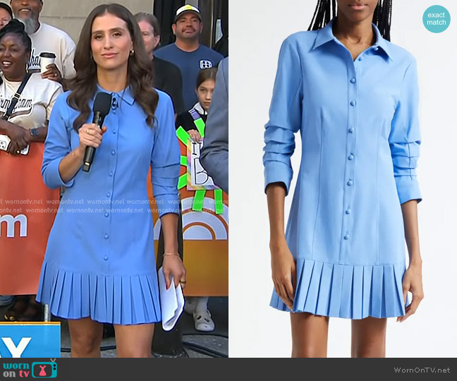WornOnTV: Angie Lassman’s blue pleated hem mini shirtdress on Today ...