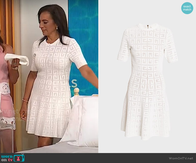 WornOnTV: Michelle Miller’s white monogram dress on CBS Mornings ...
