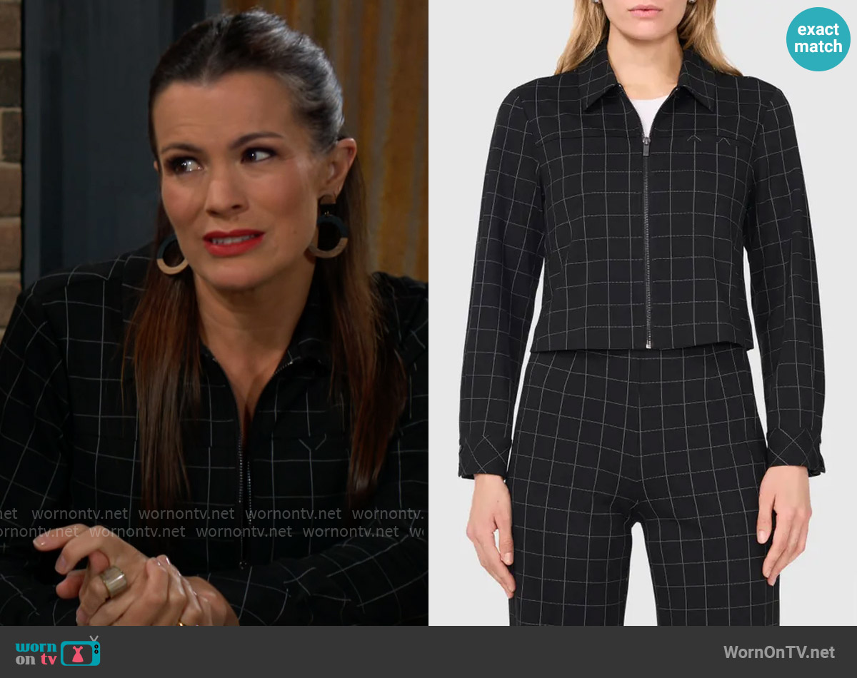 WornOnTV: Chelsea’s black grid check jacket on The Young and the ...