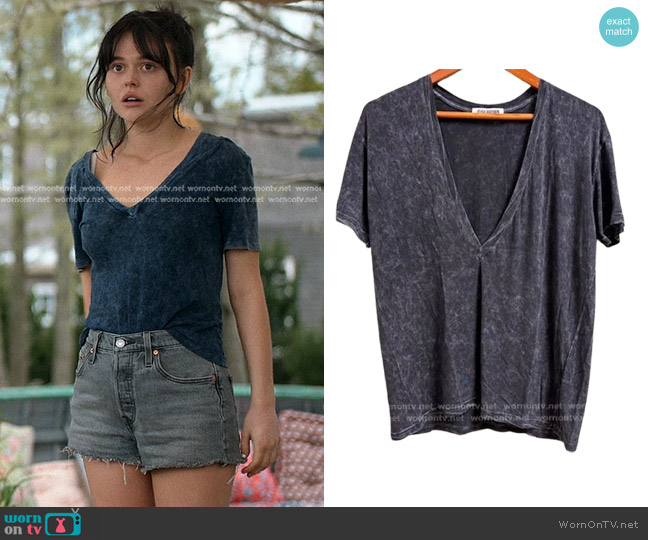 WornOnTV: Cadence’s black v-neck tee and grey denim shorts on We Were ...