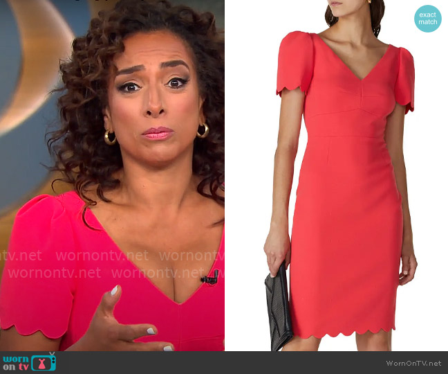 WornOnTV: Michelle Miller’s scalloped trim v-neck dress on CBS Mornings ...