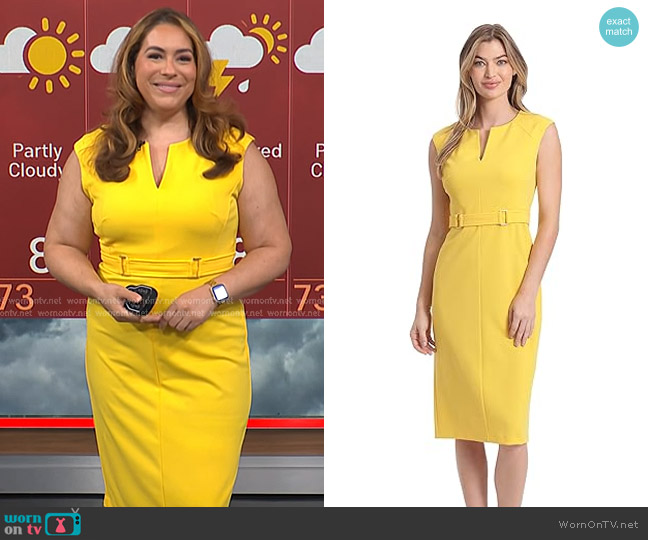 WornOnTV: Violeta’s yellow buckle waist sheath dress on NBC News Daily ...
