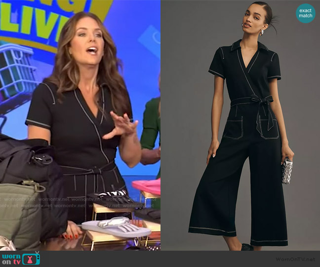 WornOnTV: Monica Mangin’s black contrast stitch jumpsuit on Live with Kelly and Mark | Clothes ...