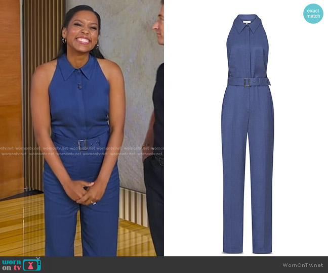 WornOnTV: Rachel’s blue sleeveless belted jumpsuit on Good Morning ...
