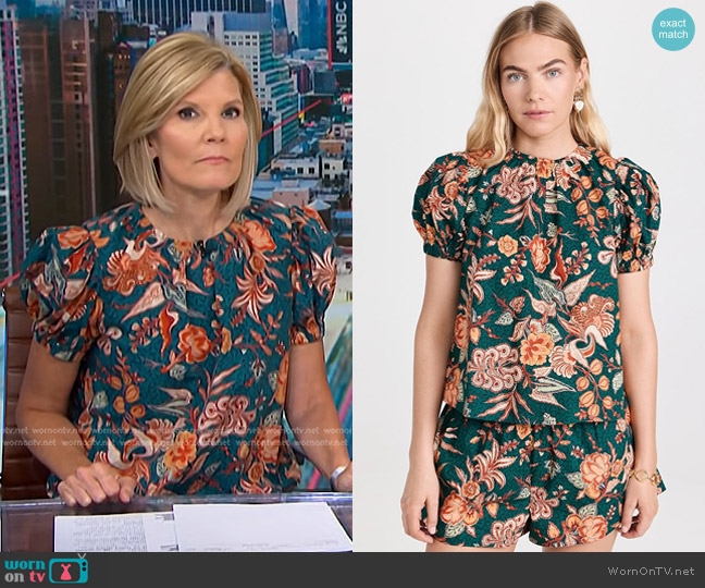 WornOnTV: Kate’s green floral top on NBC News Daily | Kate Snow ...