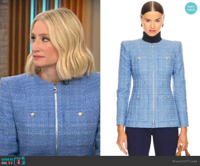 WornOnTV: Caroline Polisi’s blue tweed zip up jacket on CBS Mornings ...