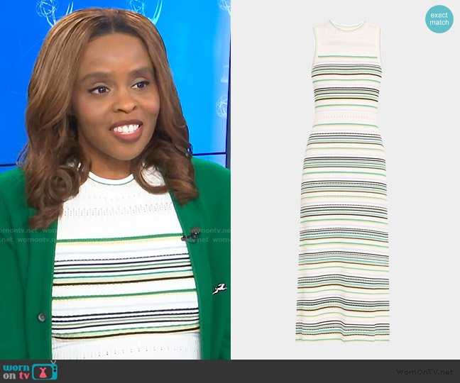 WornOnTV: Jacqueline Coley’s white stripe knit dress on E! News ...