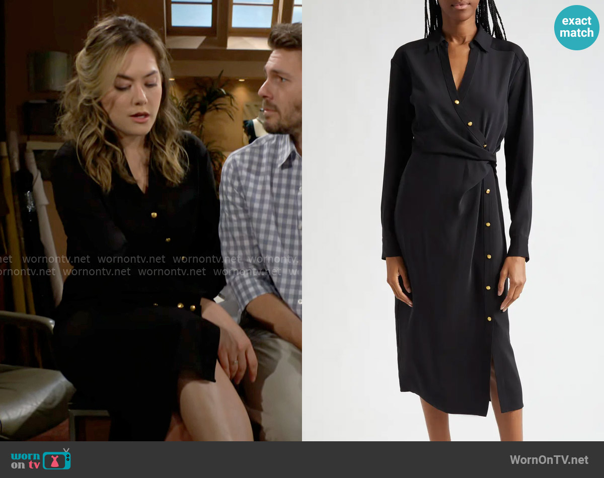 WornOnTV: Hope’s black dress with gold buttons on The Bold and the Beautiful | Annika Noelle ...