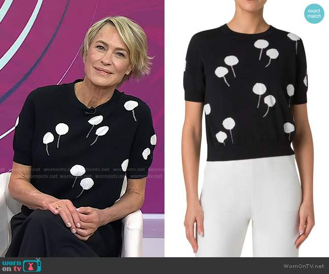 WornOnTV: Robin Wright’s black dandelion short sleeve sweater on Today ...