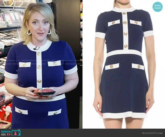 WornOnTV: Lisa Rozner’s navy contrast trim dress on CBS Evening News ...