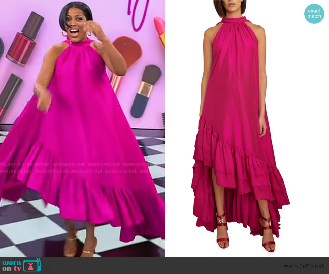 WornOnTV: Tamron’s pink halter neck dress on Tamron Hall Show | Tamron ...