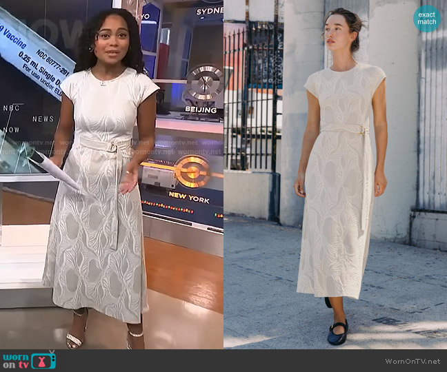 WornOnTV: Maya Eaglin’s ivory textured belted dress on NBC News Daily ...