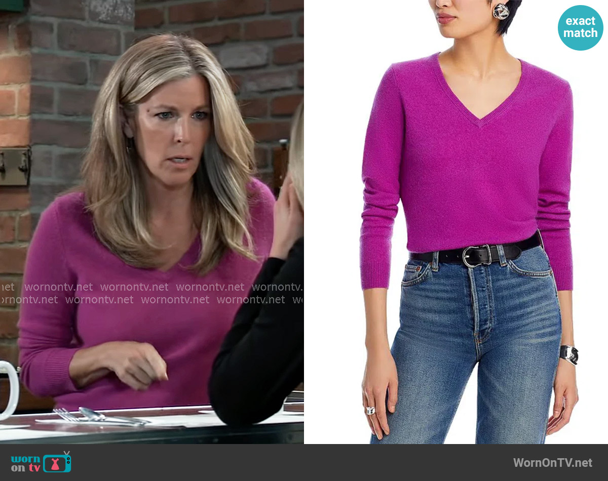 WornOnTV: Carly’s pink v-neck sweater on General Hospital | Laura ...