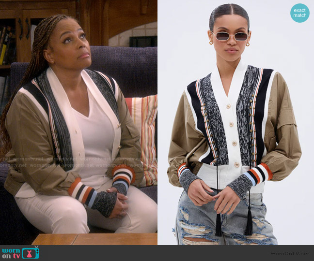 WornOnTV: Regina’s khaki striped cardigan on The Upshaws | Kim Fields ...