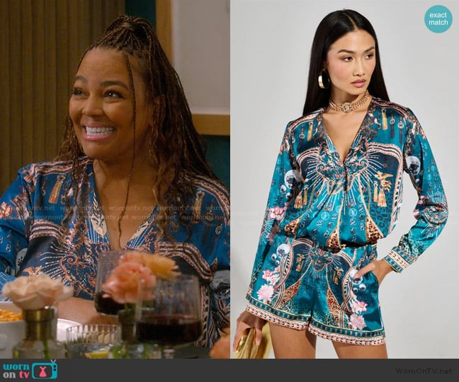 WornOnTV: Regina’s blue printed top on The Upshaws | Kim Fields ...