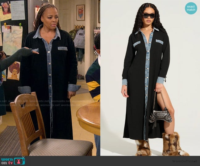 WornOnTV: Regina’s denim trim shirtdress on The Upshaws | Kim Fields ...