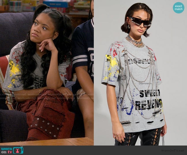 WornOnTV: Aaliyah’s printed top and pants on The Upshaws | Khali ...