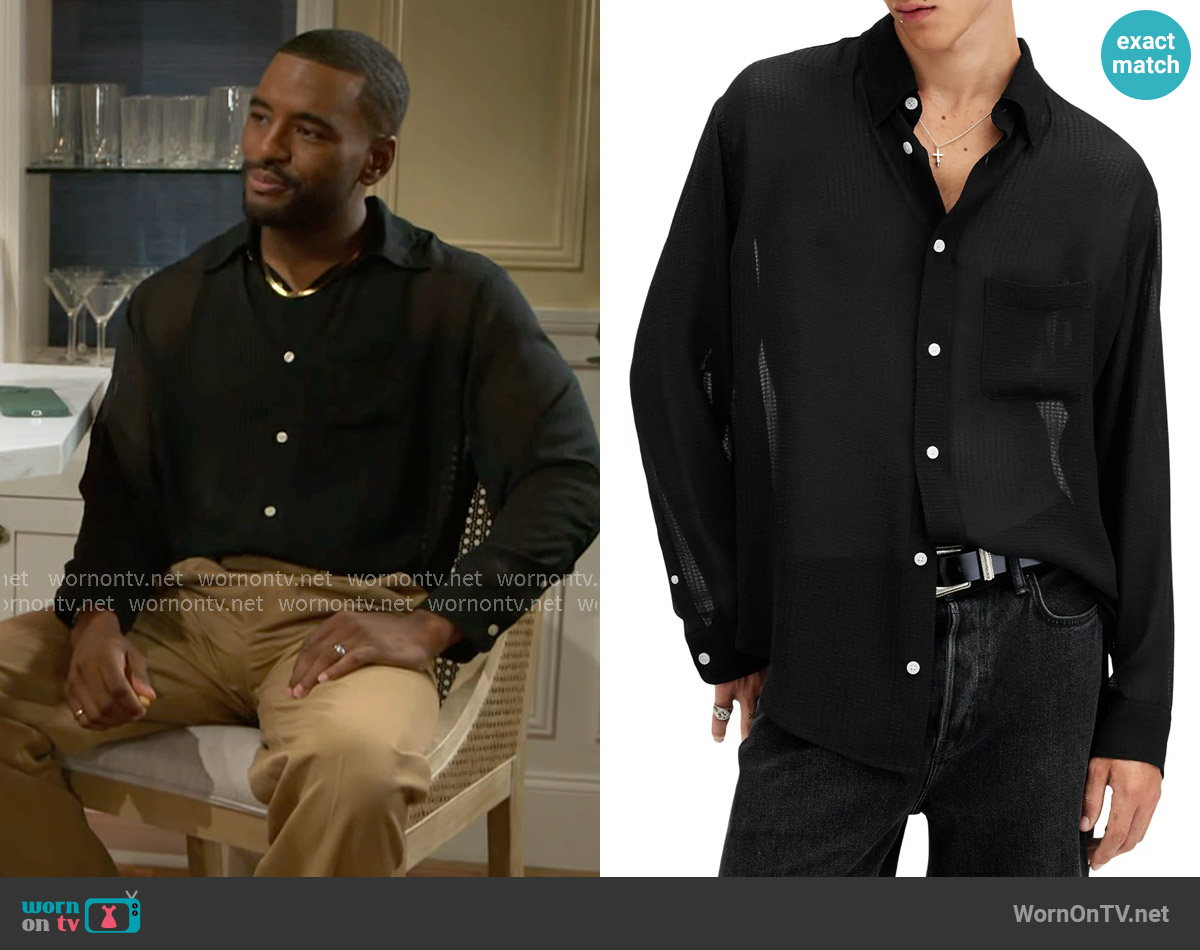 WornOnTV: Andre’s sheer black button down shirt on Beyond the Gates ...