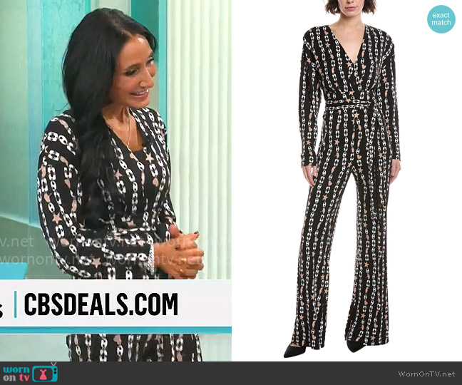 WornOnTV: Elizabeth Werner’s black chain print jumpsuit on CBS Mornings ...