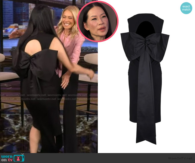 WornOnTV: Lucy Liu’s black bow back dress on Live with Kelly and Mark ...
