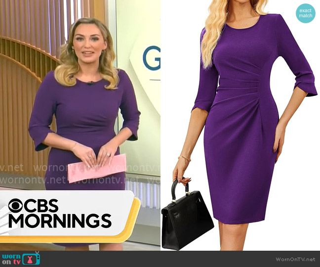 WornOnTV: Kelly O’Grady’s purple ruched dress on CBS Mornings | Kelly O ...